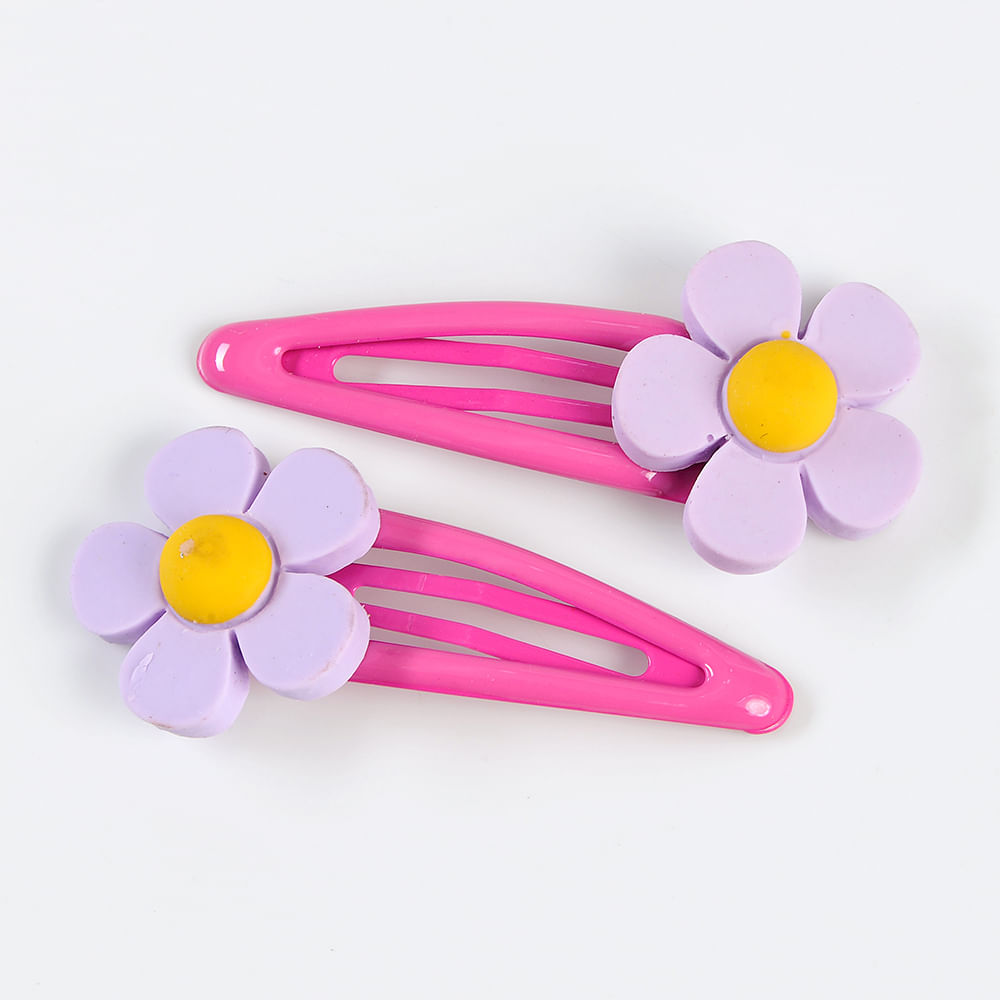 Set 2 agrafe de par roz cu flori mov - Meli Melo Paris