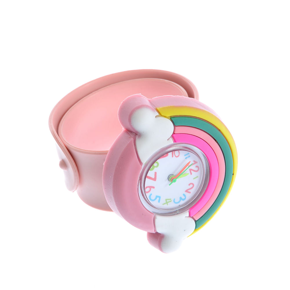 Ceas de mana roz cu curcubeu