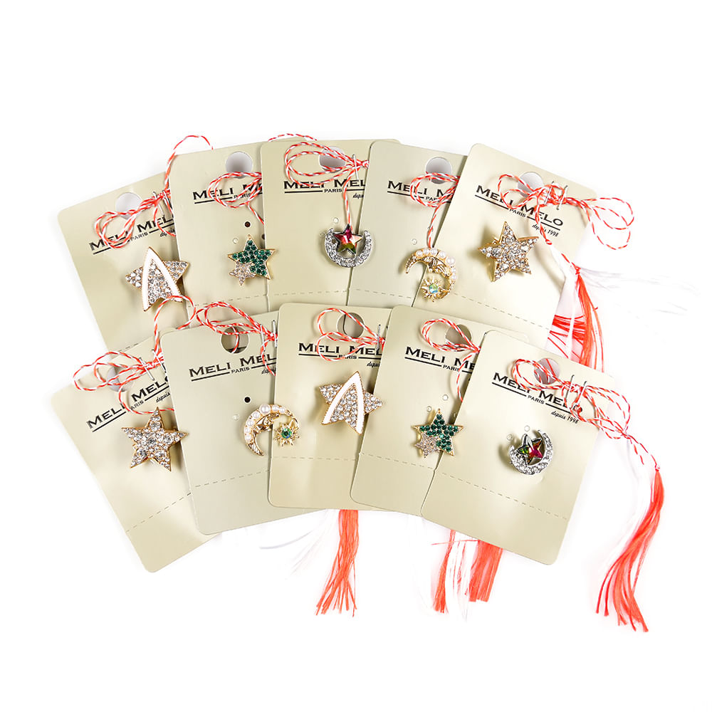 Set 10 brose martisor semiluna si stele