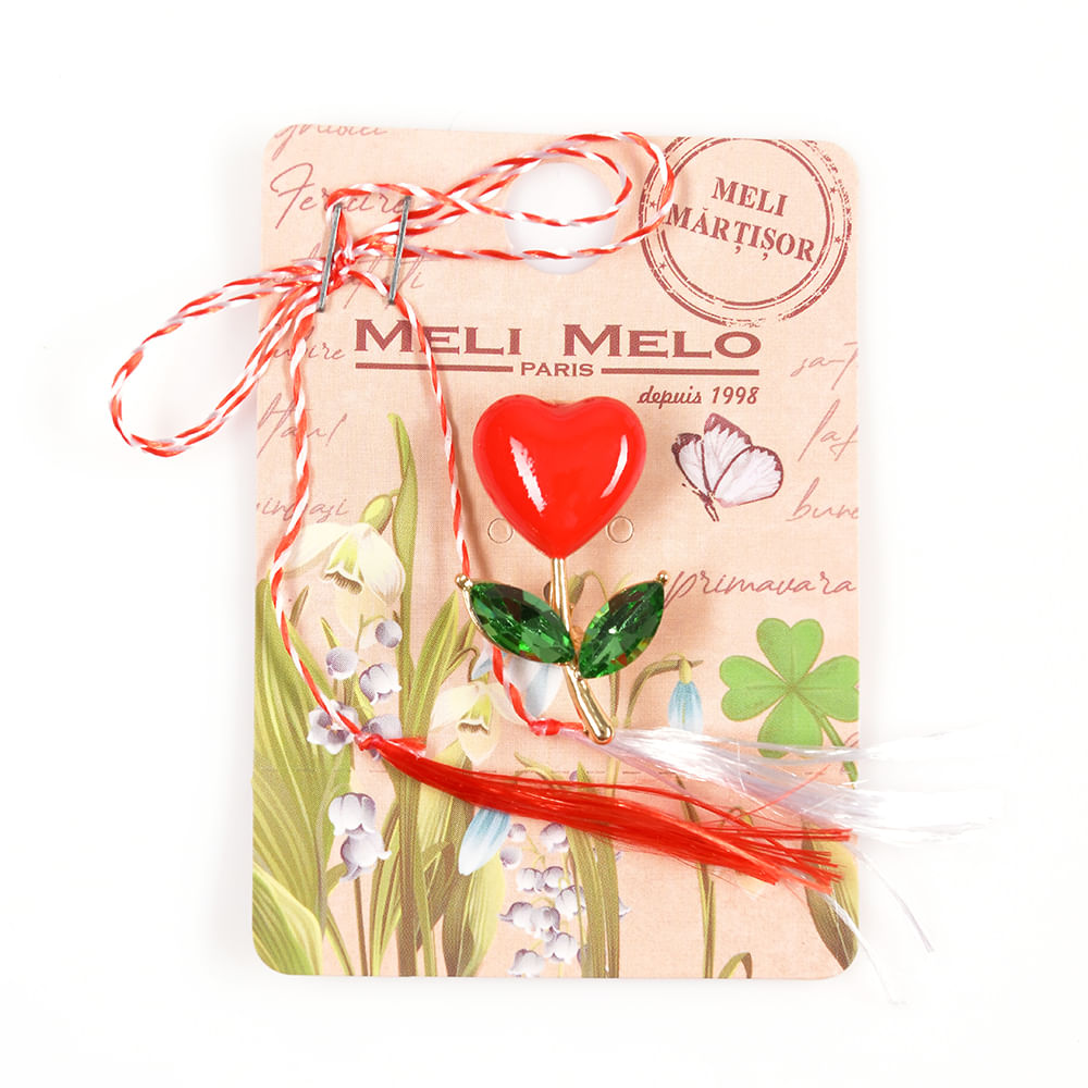 Brosa martisor floare in forma de inima